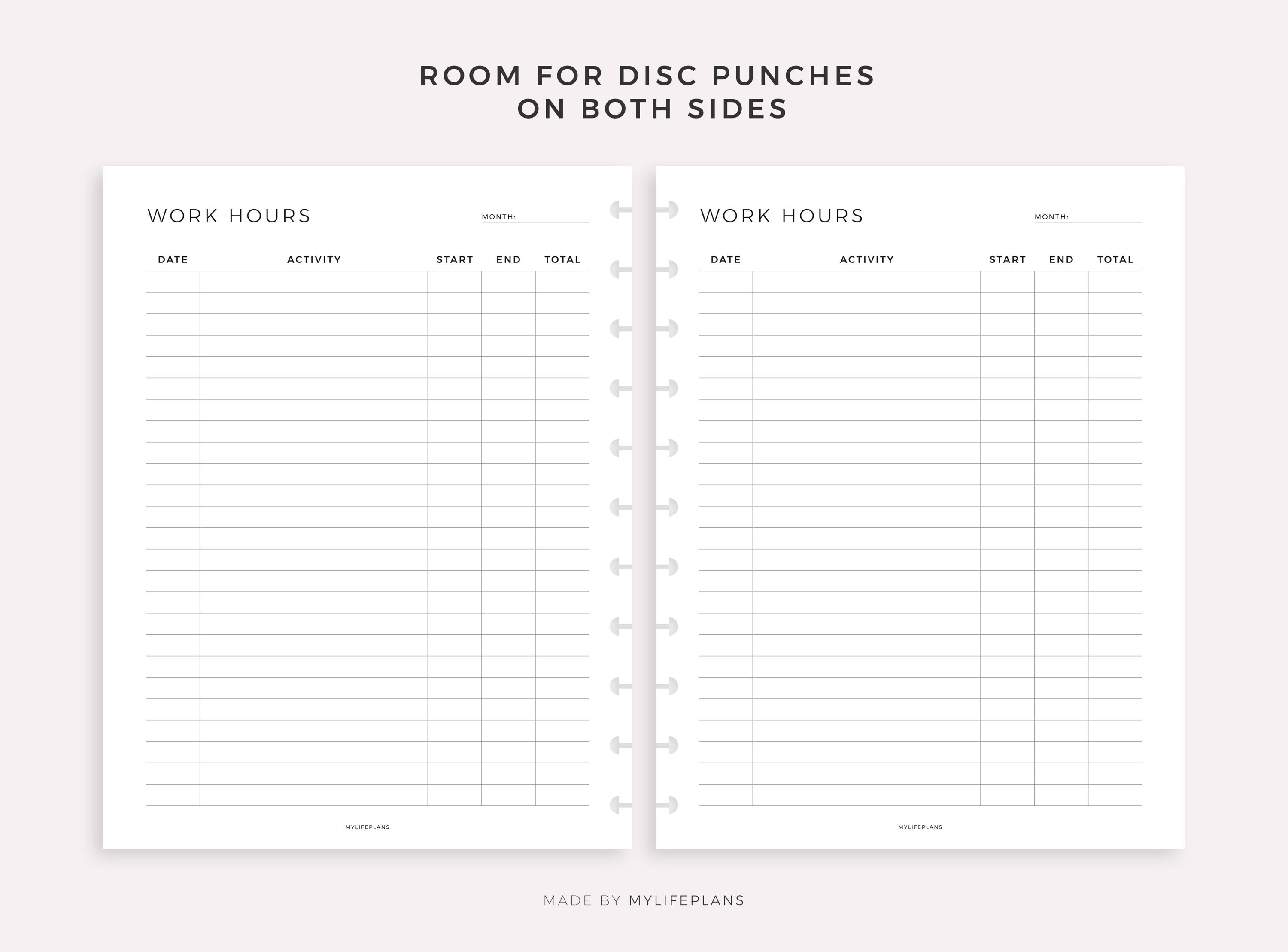 Working Hours Log, Printable Template for Happy Planner Classic & Big ...