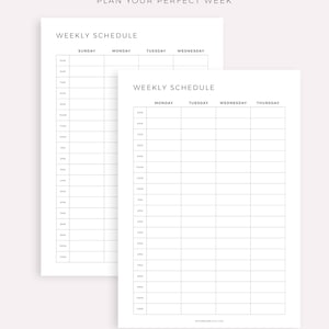 Hourly Weekly Schedule on 2 Pages Printable, Weekly Planner, Week at a ...