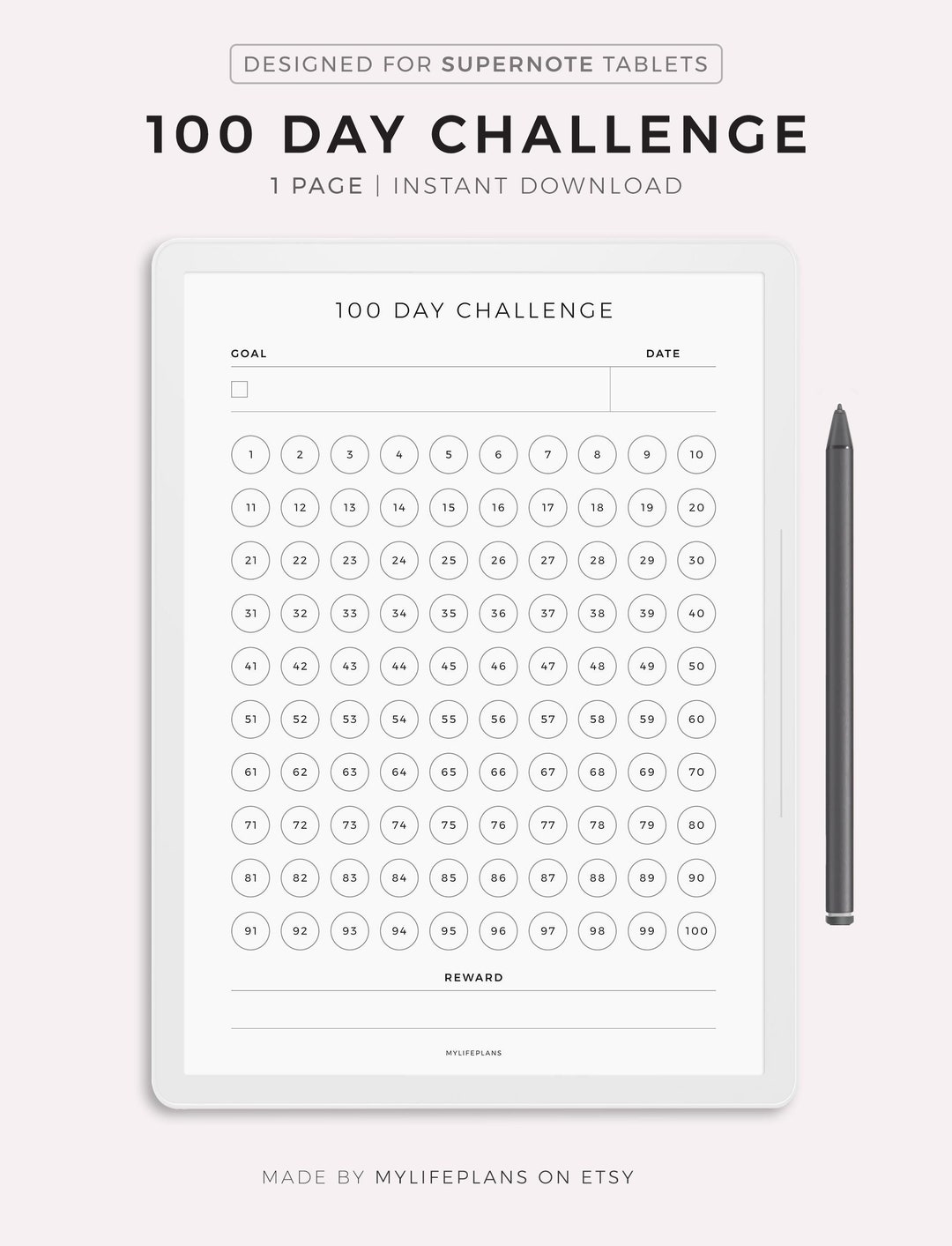 100 Day Challenge, Goal Setting, Progress Tracker, Habit Forming ...