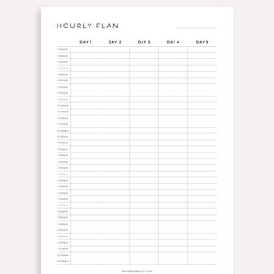Hourly Travel Planner, Travel Schedule, Vacation Day Planner, Travel ...