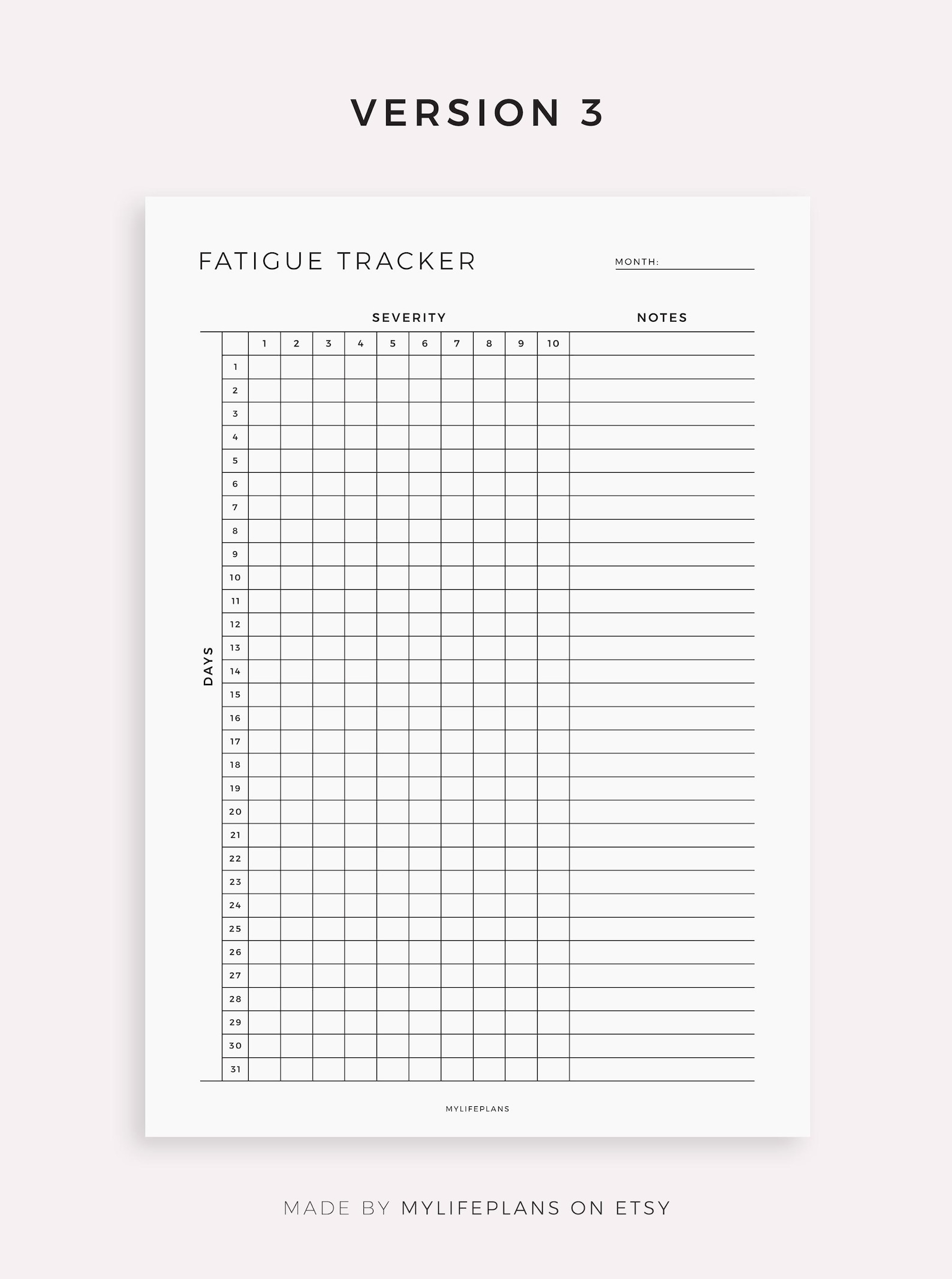 Monthly Fatigue Tracker for Remarkable Paper Pro, Instant Download - Etsy
