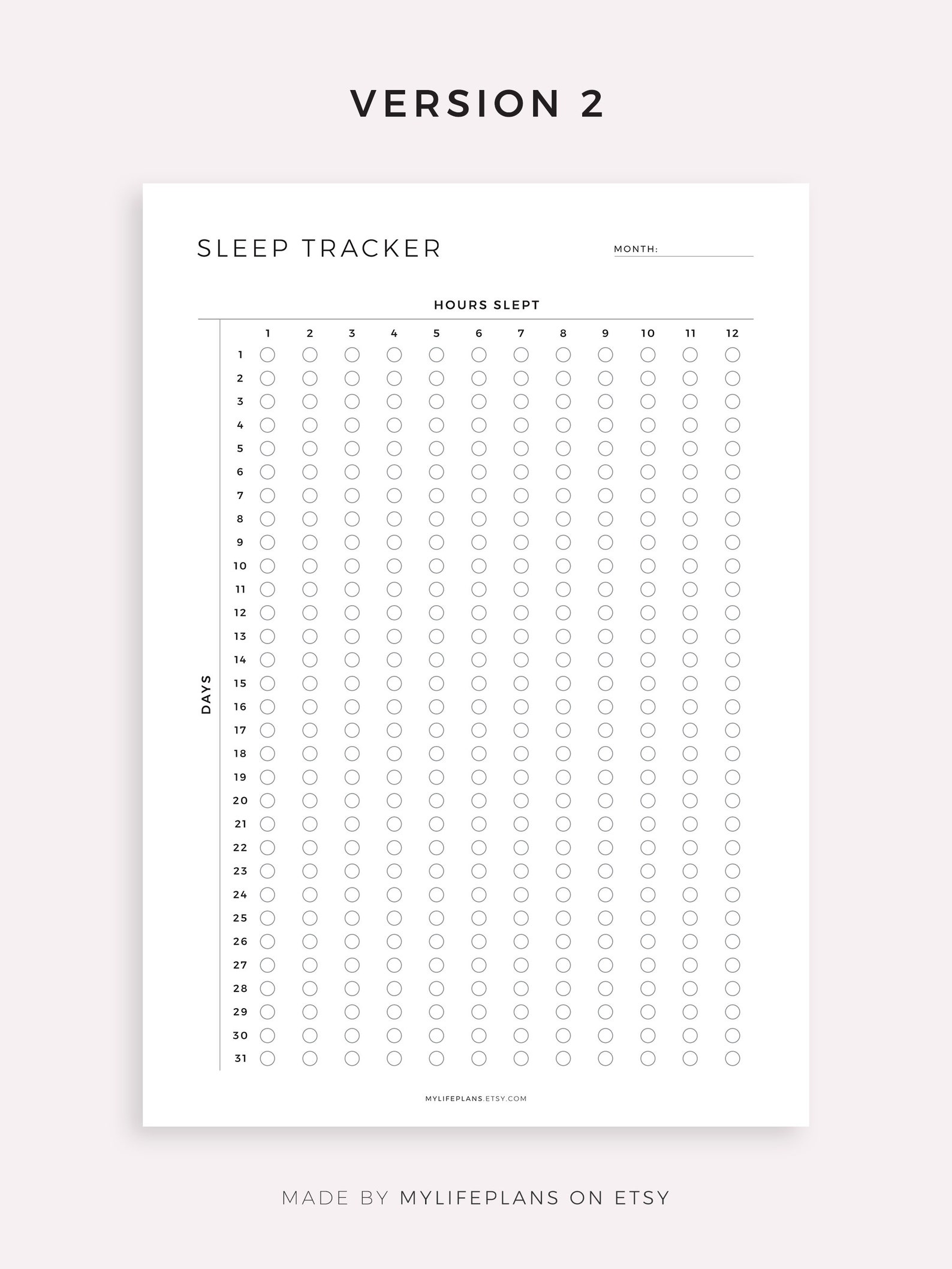 Sleep Tracker Printable Monthly Sleep Log Sleep Quality - Etsy