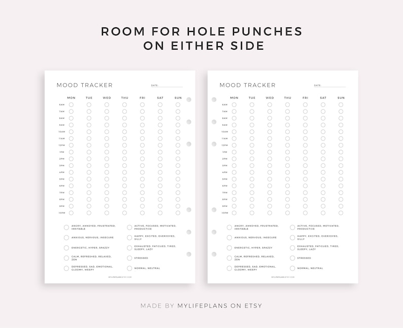 Hourly Mood Tracker Printable Weekly Mood Journal Emotion - Etsy UK