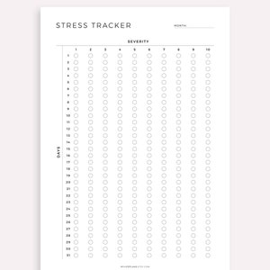 Monthly Stress Tracker Printable Template, Track Daily Stress Levels ...
