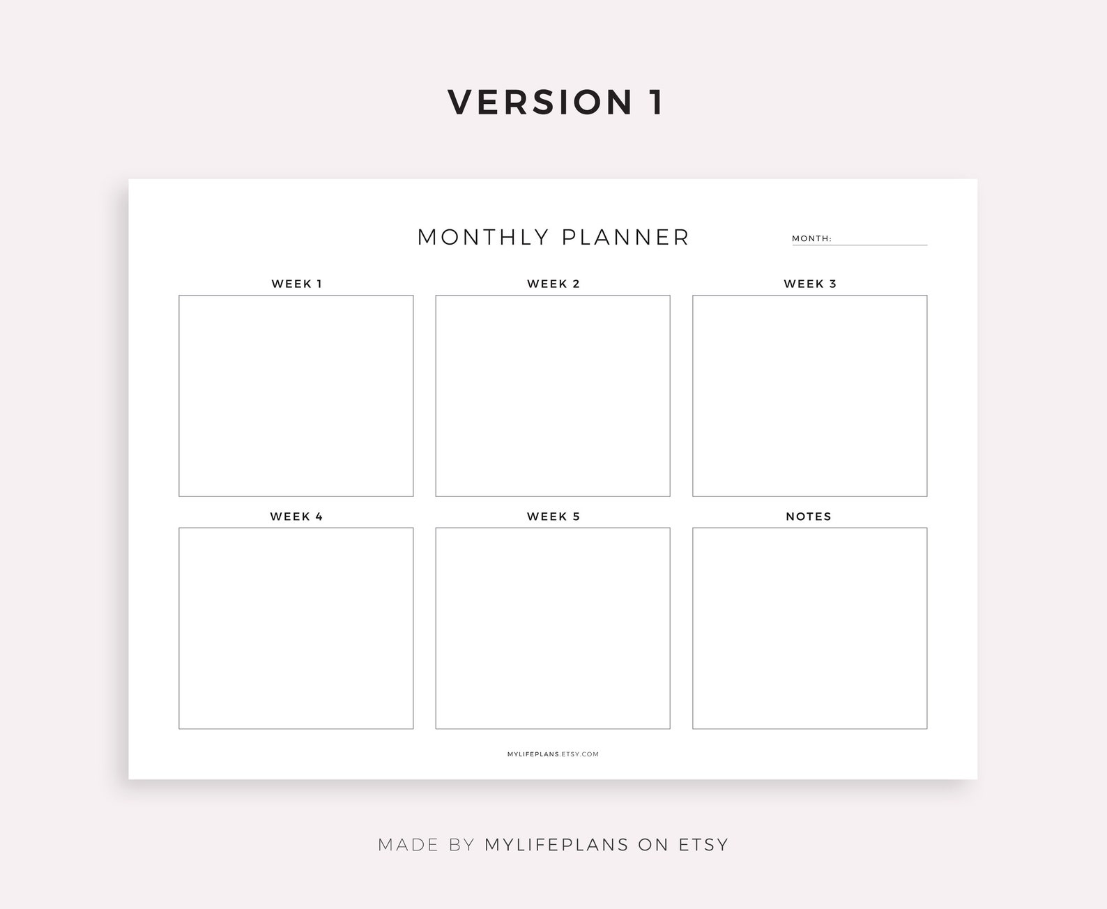 Monthly Planner Printable Landscape, Minimalist Monthly Organizer ...