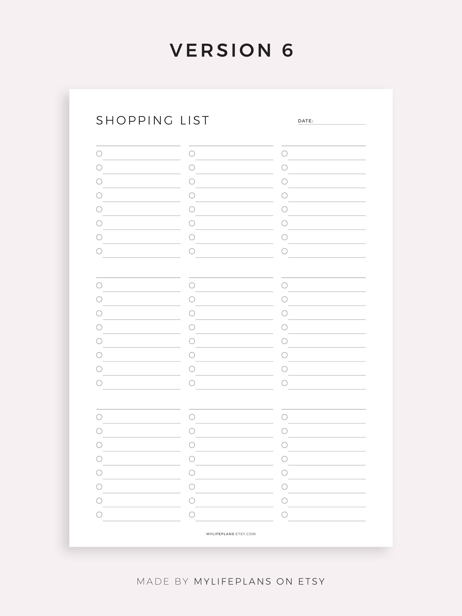 Printable Shopping List Template, to Buy List, Item Checklist, Shopping ...