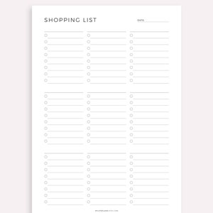 Printable Shopping List Template, to Buy List, Item Checklist, Shopping ...
