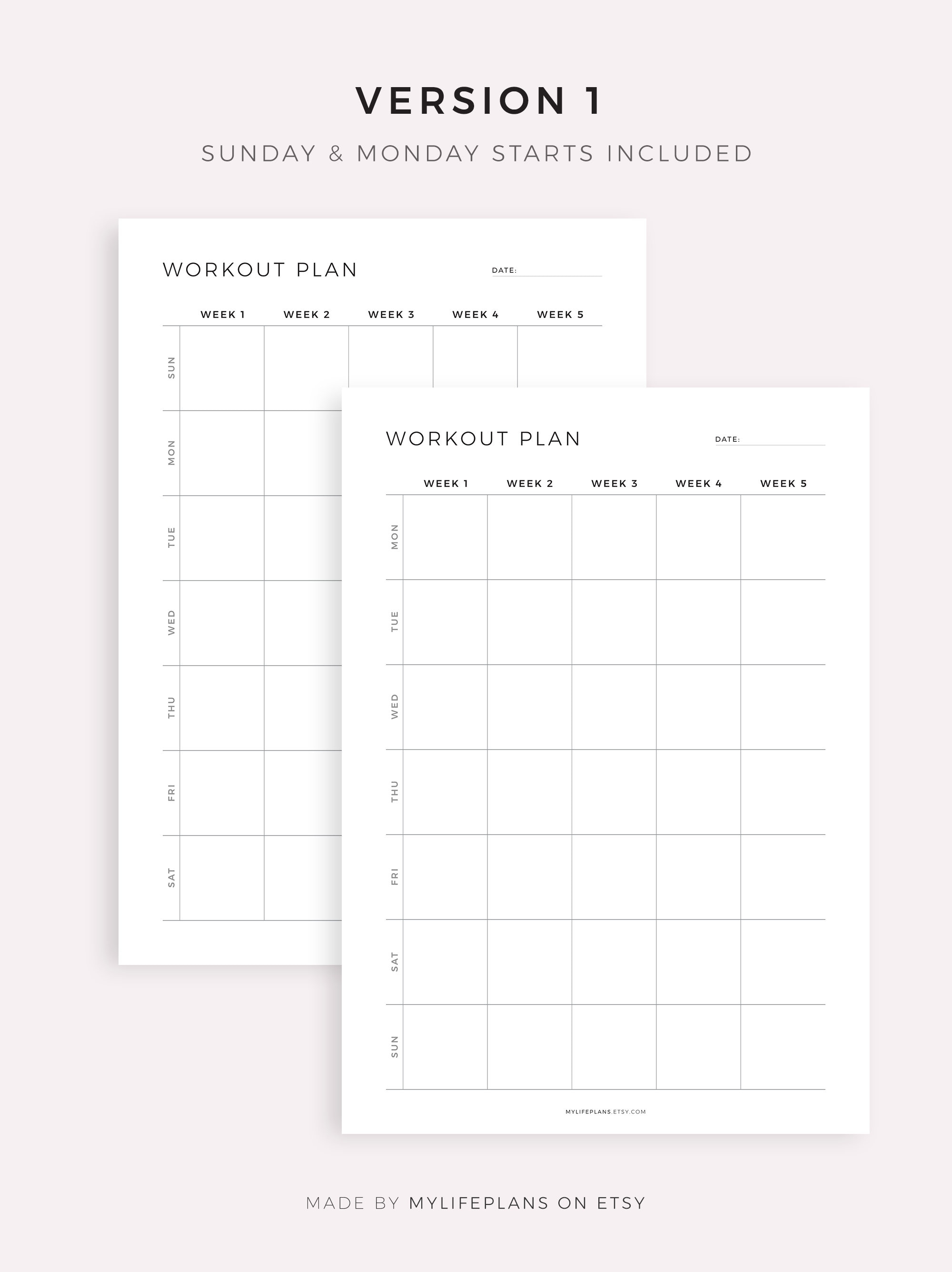 Monthly Workout Planner Printable 30 Days Fitness Planner - Etsy