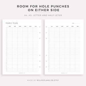 2 Page Yearly Planner Printable, Year at a Glance, Yearly Agenda, 12 ...