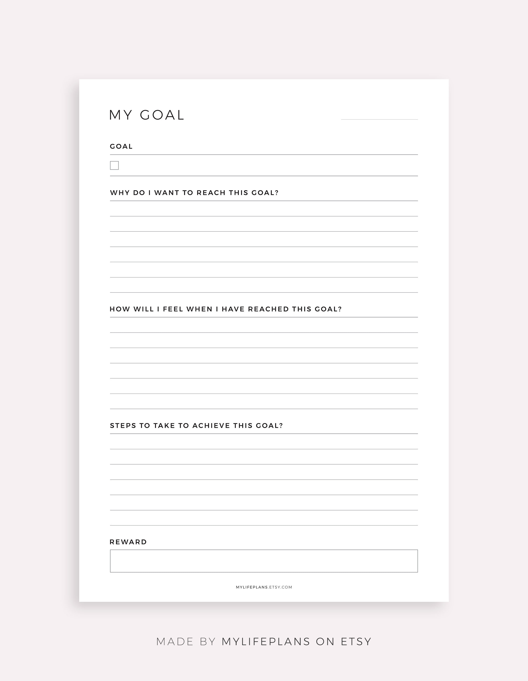 My Goal Printable Life Goal Fitness Goal Career Goal - Etsy UK