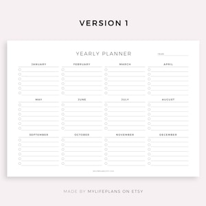 Yearly Tasks Printable Landscape, Yearly to Do List, Minimalist Yearly ...