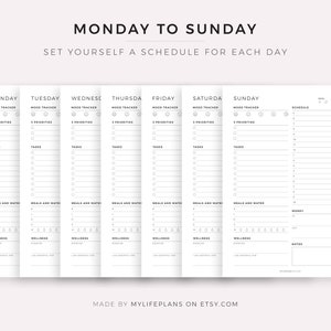 7 Day Planner Printable, Daily Planner, Weekly Planner, Daily to Do ...