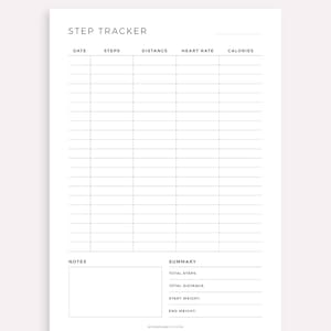 Step Tracker Printable, Step Log, Walking Journal, Exercise Log, Health ...