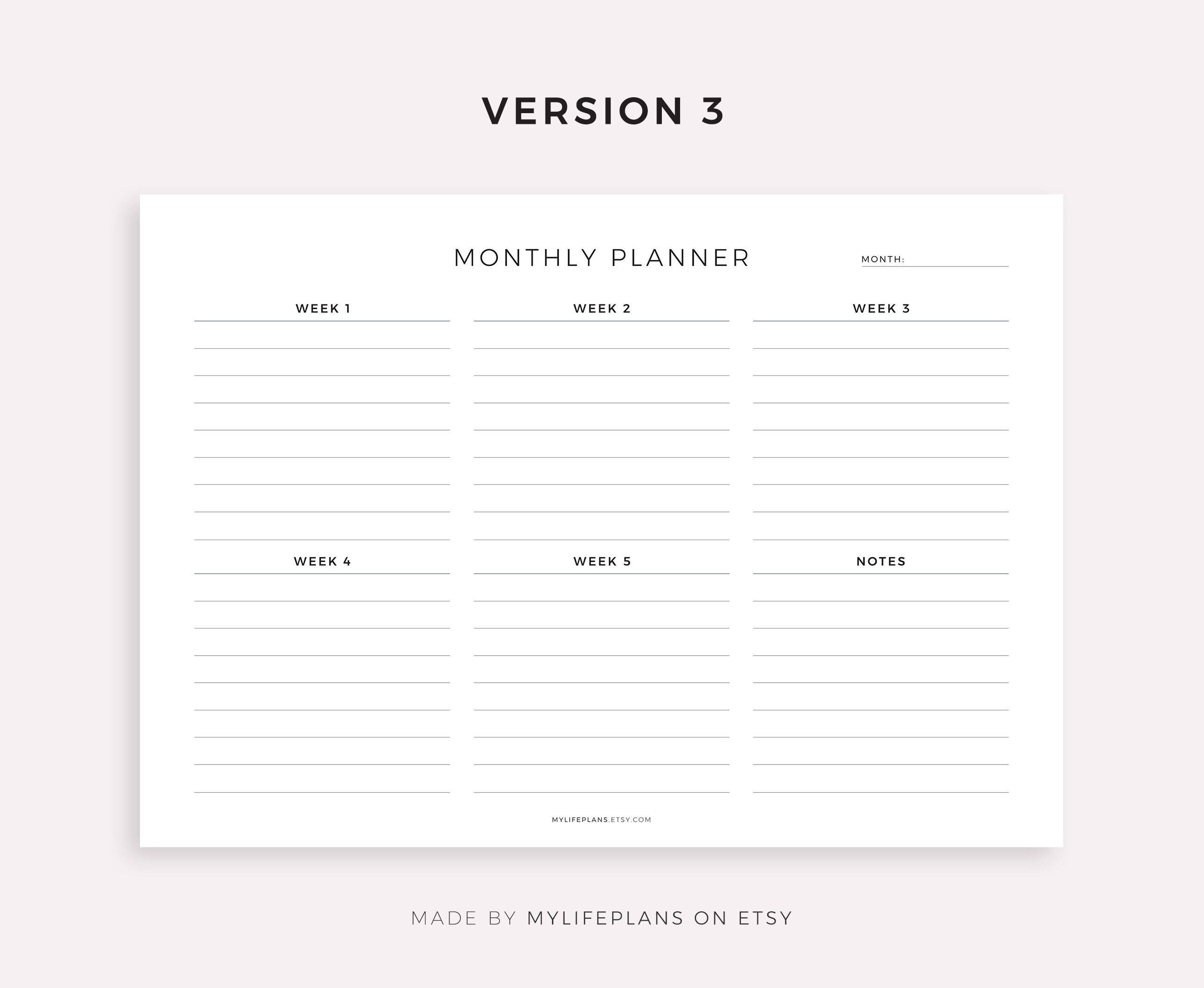 Monthly Task List Landscape Monthly Planning Printable to Do - Etsy