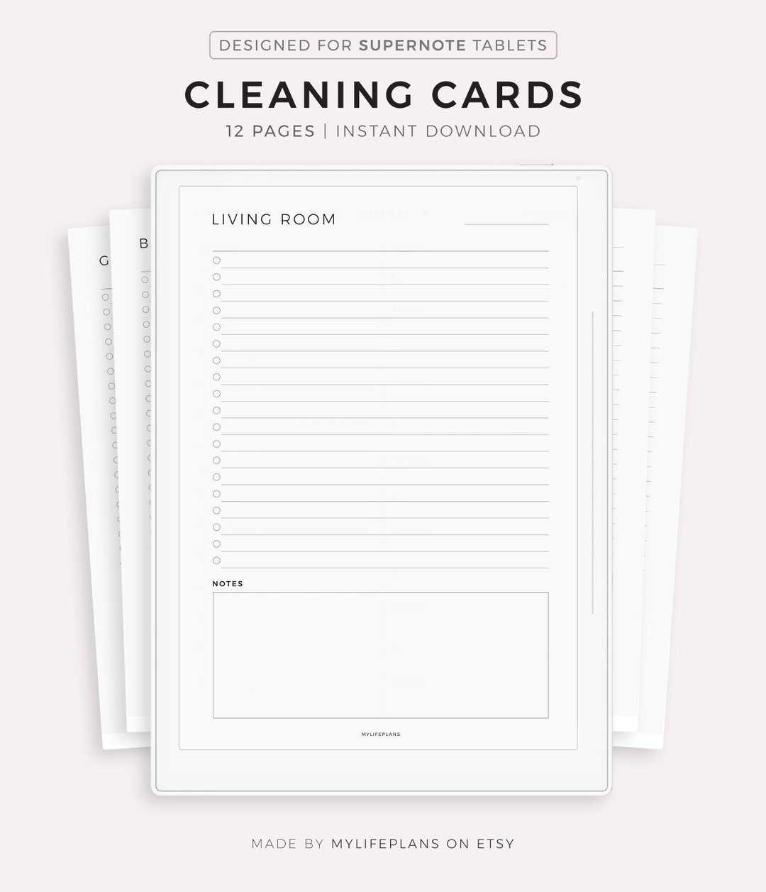 Supernote House Cleaning Cards, Cleaning Checklist by Room, Home ...