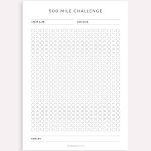500 Mile Running or Walking Challenge Printable, Workout Challenge ...