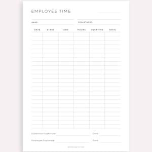 Employee Time Tracker Printable, Working Hours Tracker, Work Time Log ...