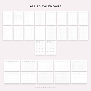 Blank Calendar Inserts Bundle Printable, A4/a5/letter/half Letter ...