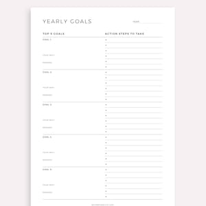 Top 5 Goals - Yearly Goals, Quarterly Goals, Monthly Goals, Weekly ...