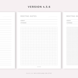 Simple Meeting Notes Digital Templates, Meeting Minutes, Work Notes ...
