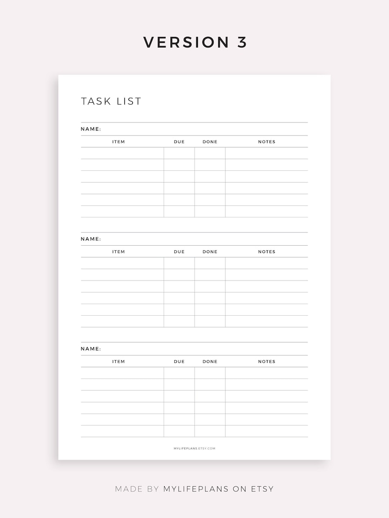 Employee Task List Printable Assignment Sheet Task - Etsy UK