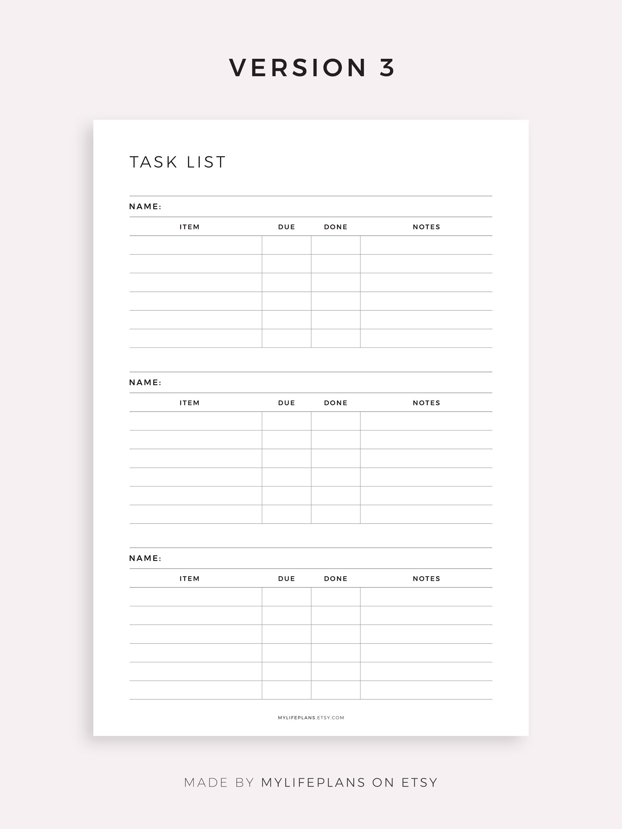 Employee Task List Printable Assignment Sheet Task - Etsy UK