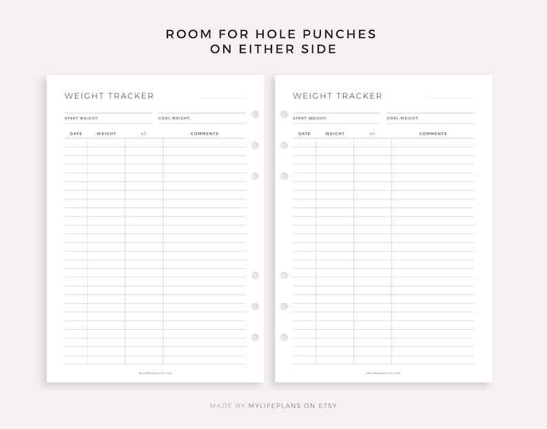 Simple Weight Tracker Printable, Weight Log Template, Weight Loss ...