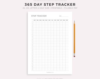 365 Day Step Tracker Printable, Daily Step Record, Exercise Log ...