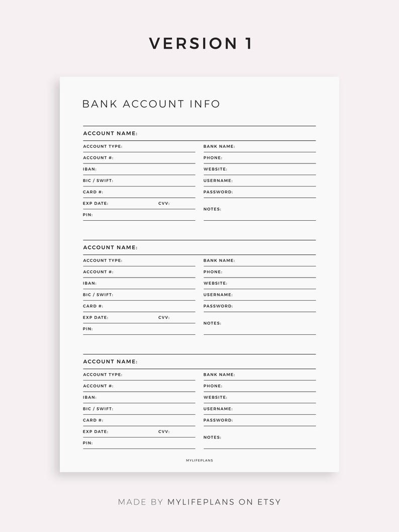 Bank Account Information Tracker for Remarkable Paper Pro, Instant ...