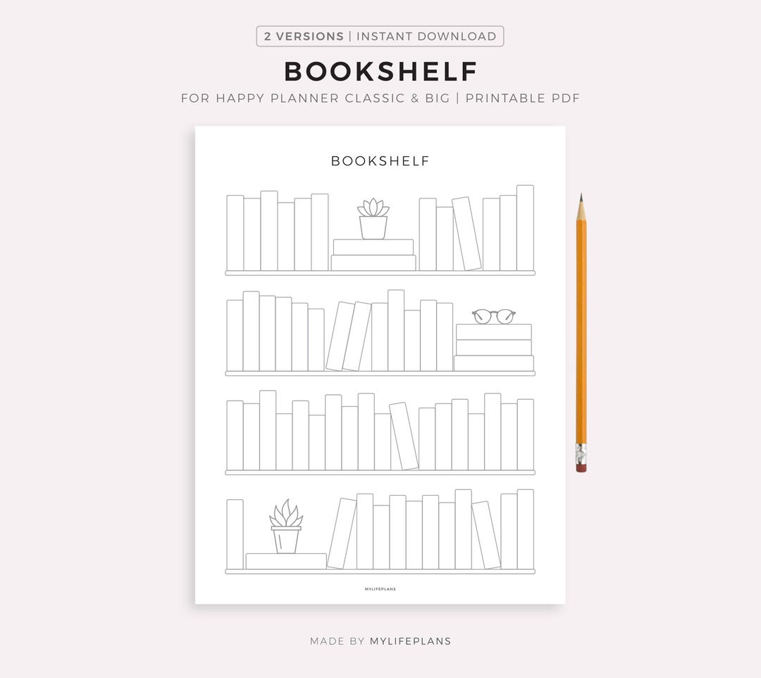 Bookshelf Printable for Happy Planner Classic and Big, Instant Download ...