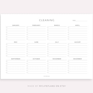 Yearly Cleaning Checklist Digital Landscape, Cleaning Task List ...