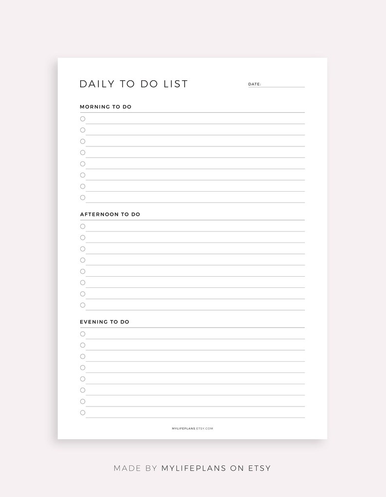 Daily to Do List Printable, Daily Task List Template PDF, Daily ...