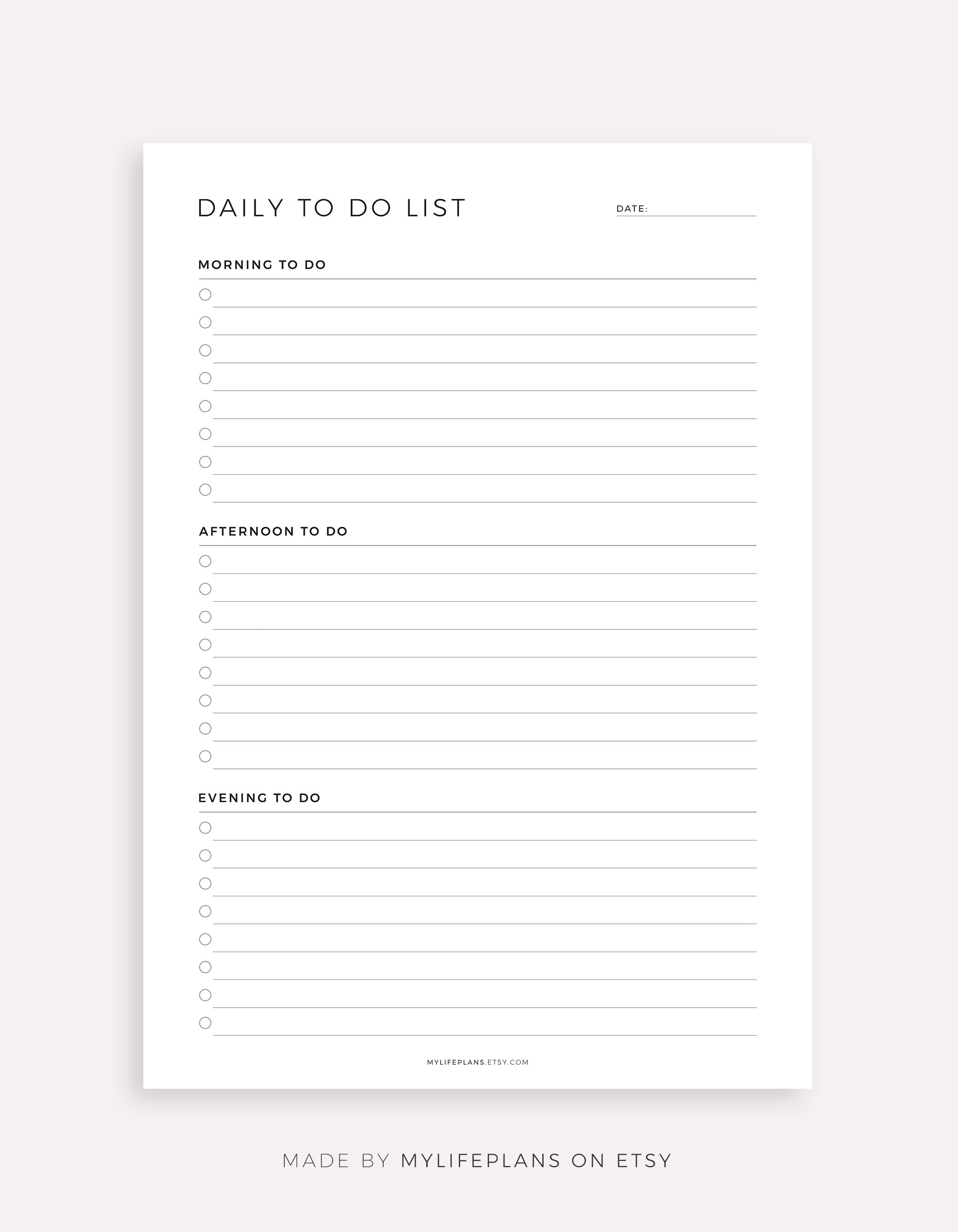Daily to Do List Printable, Daily Task List Template PDF, Daily ...