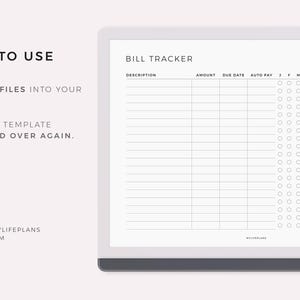 Bill Tracker Template for Remarkable 2, Landscape, Bill Organizer ...