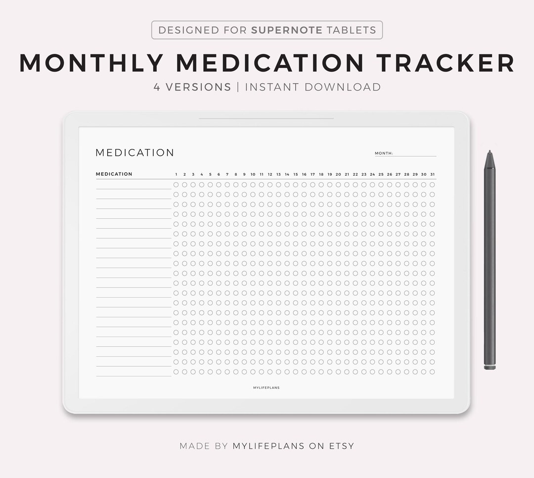 Monthly Medication Tracker for Supernote A5X2/A5X/A5/A6X2/A6X/A6 ...