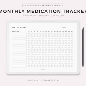 Monthly Medication Tracker for Supernote A5X2/A5X/A5/A6X2/A6X/A6 ...