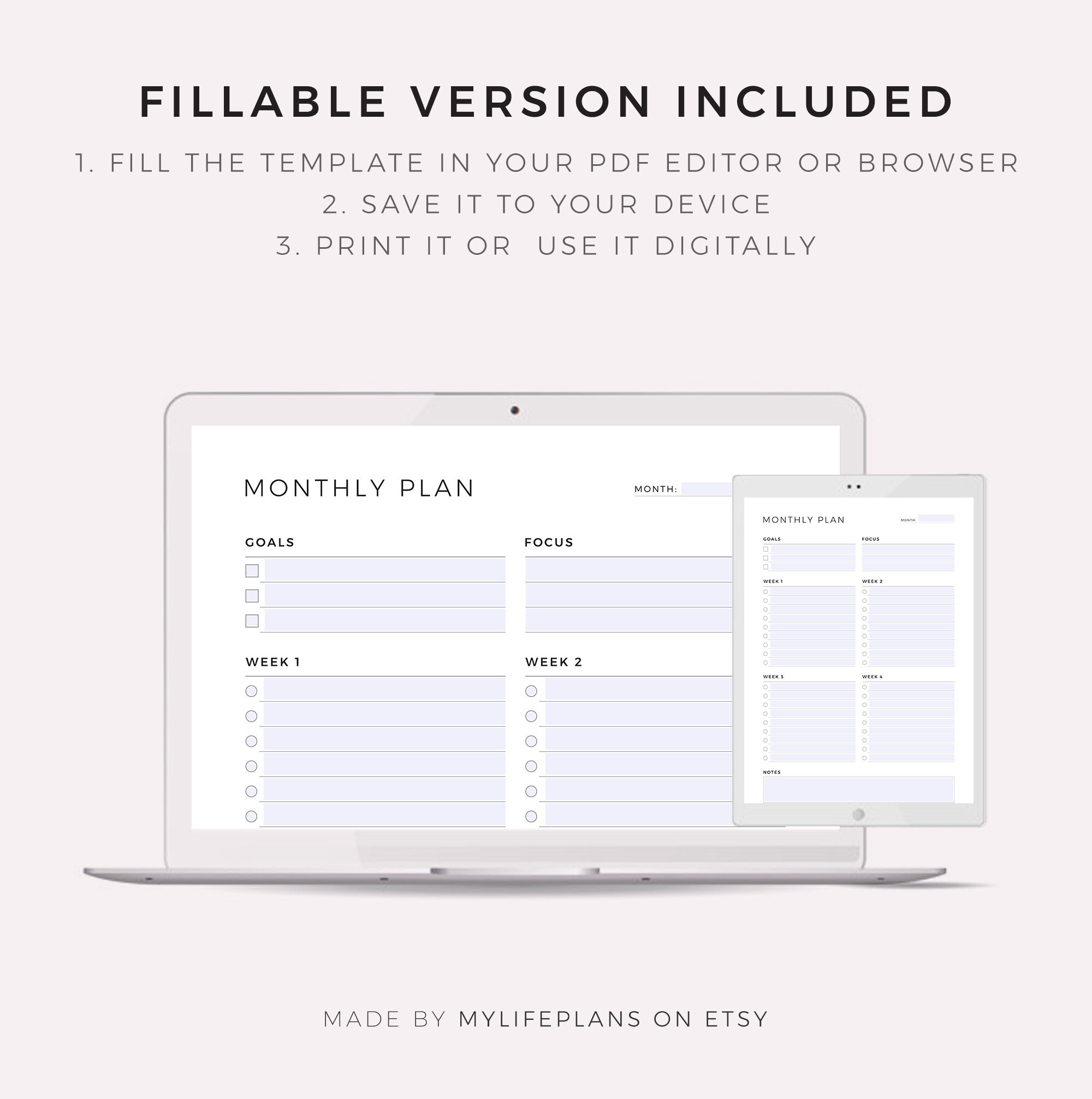 Monthly Planner Inserts Bundle Printable Monday & Sunday - Etsy Monthly Planner Inserts Bundle Printable Monday & Sunday - Etsy