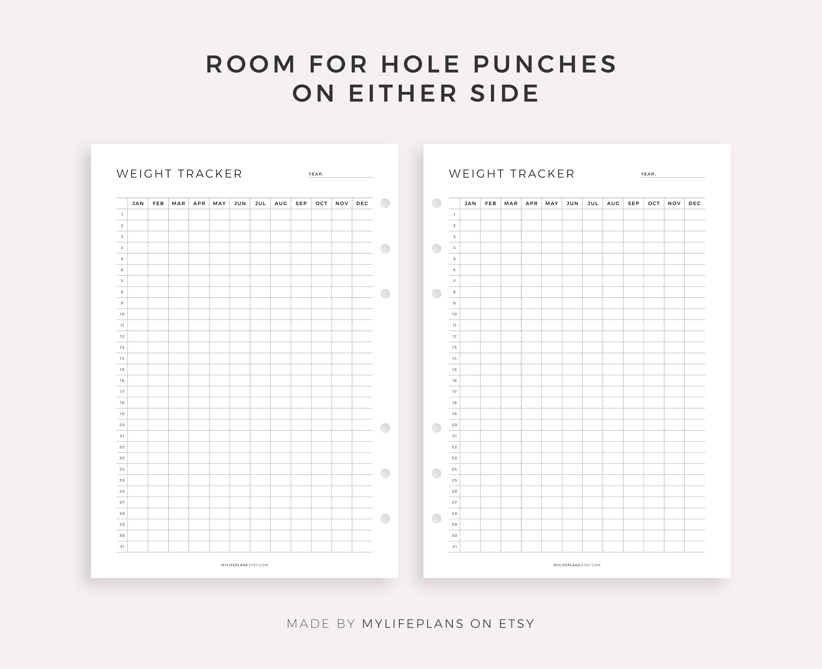 365 Day Weight Tracker Printable & Fillable Daily Weight - Etsy