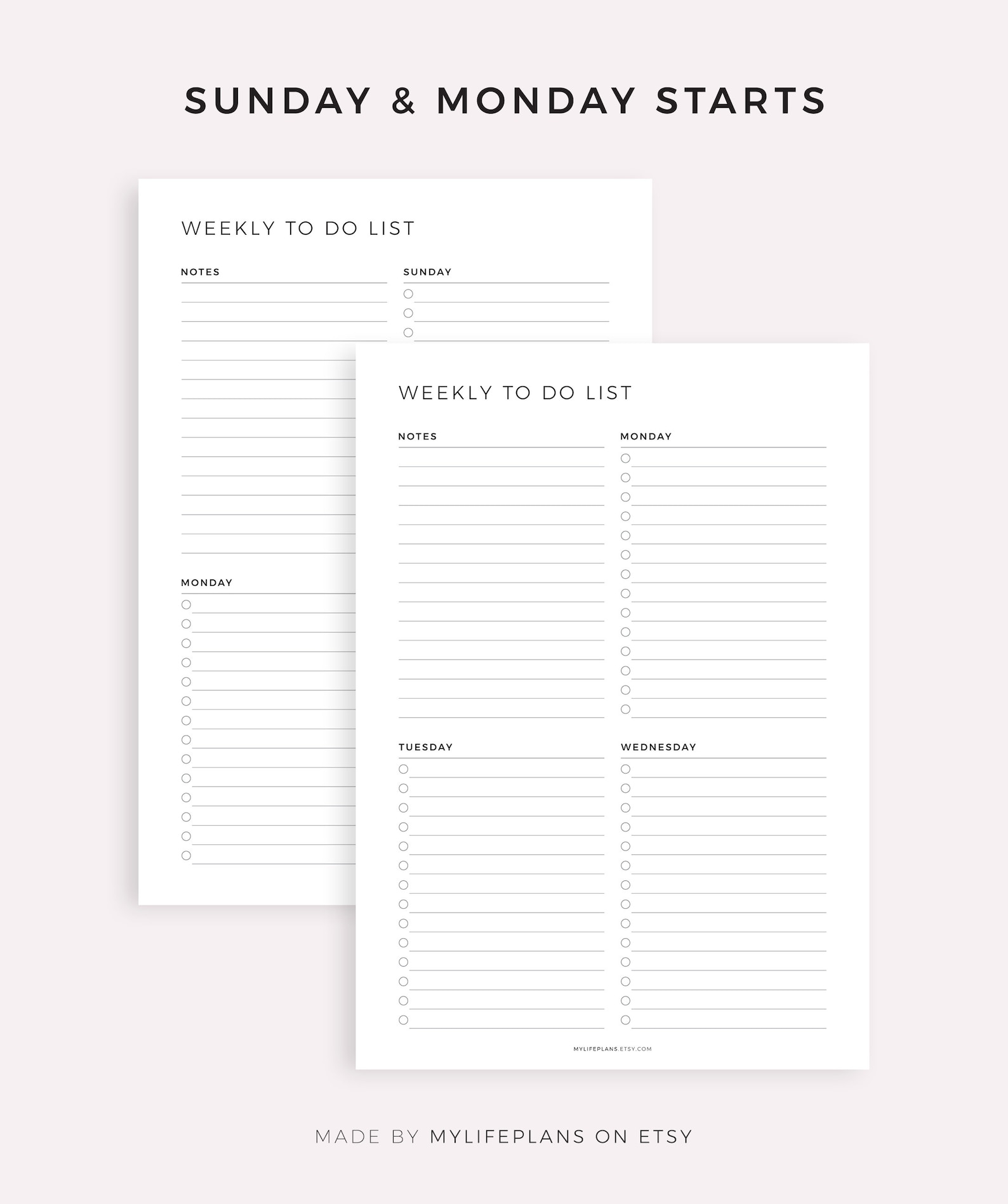 Printable Weekly to Do List on Two Pages, Weekly Task List, Weekly ...