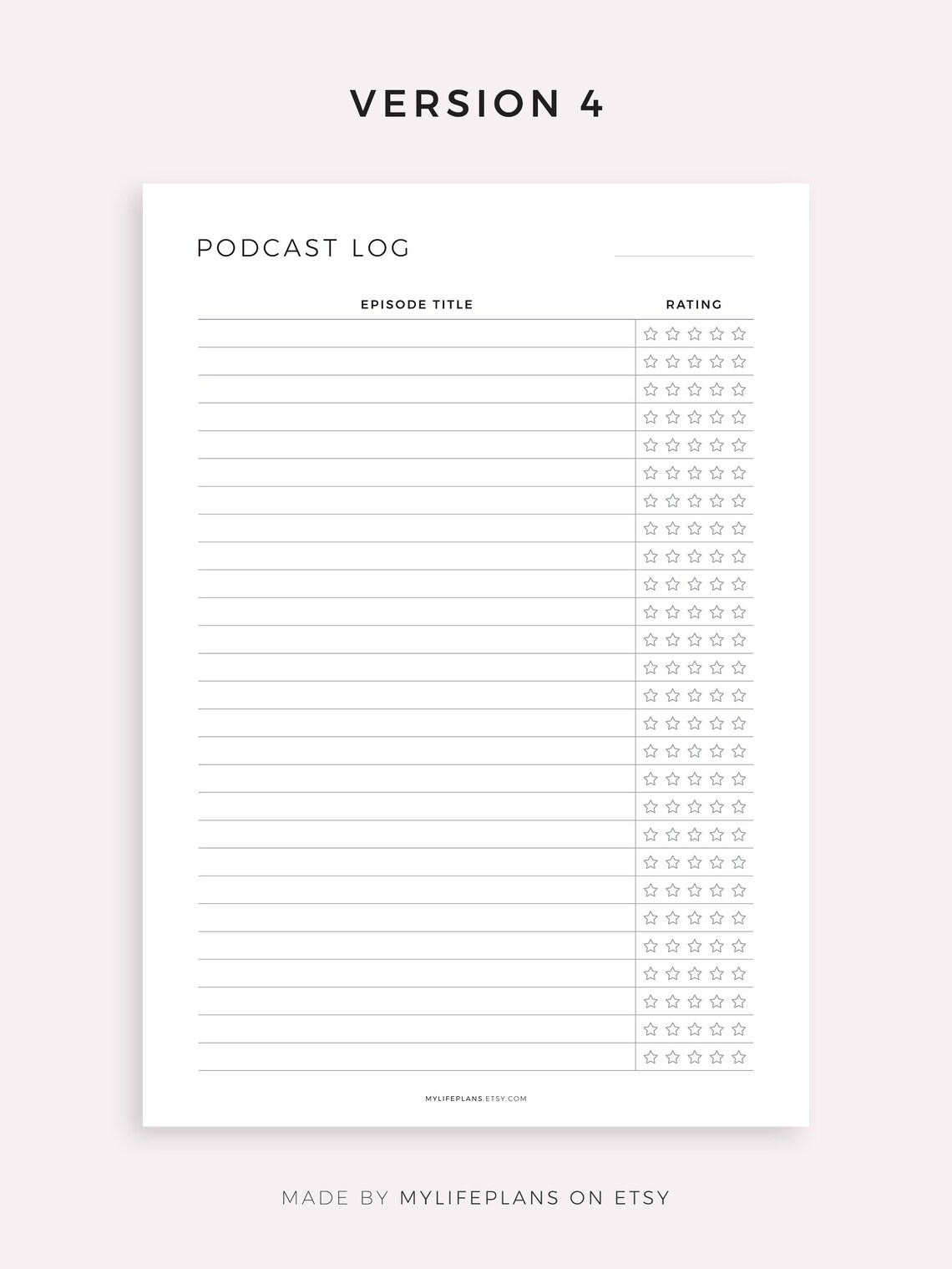 Podcast Log Printable, Podcast Episode Tracker, Podcast Template, A4/a5 ...