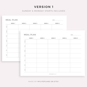 Monthly Meal Planner Printable Landscape, 30 Day Menu Planner, Food ...