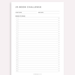 Book Reading Challenge Printable Template, Book Reading Tracker, Books ...