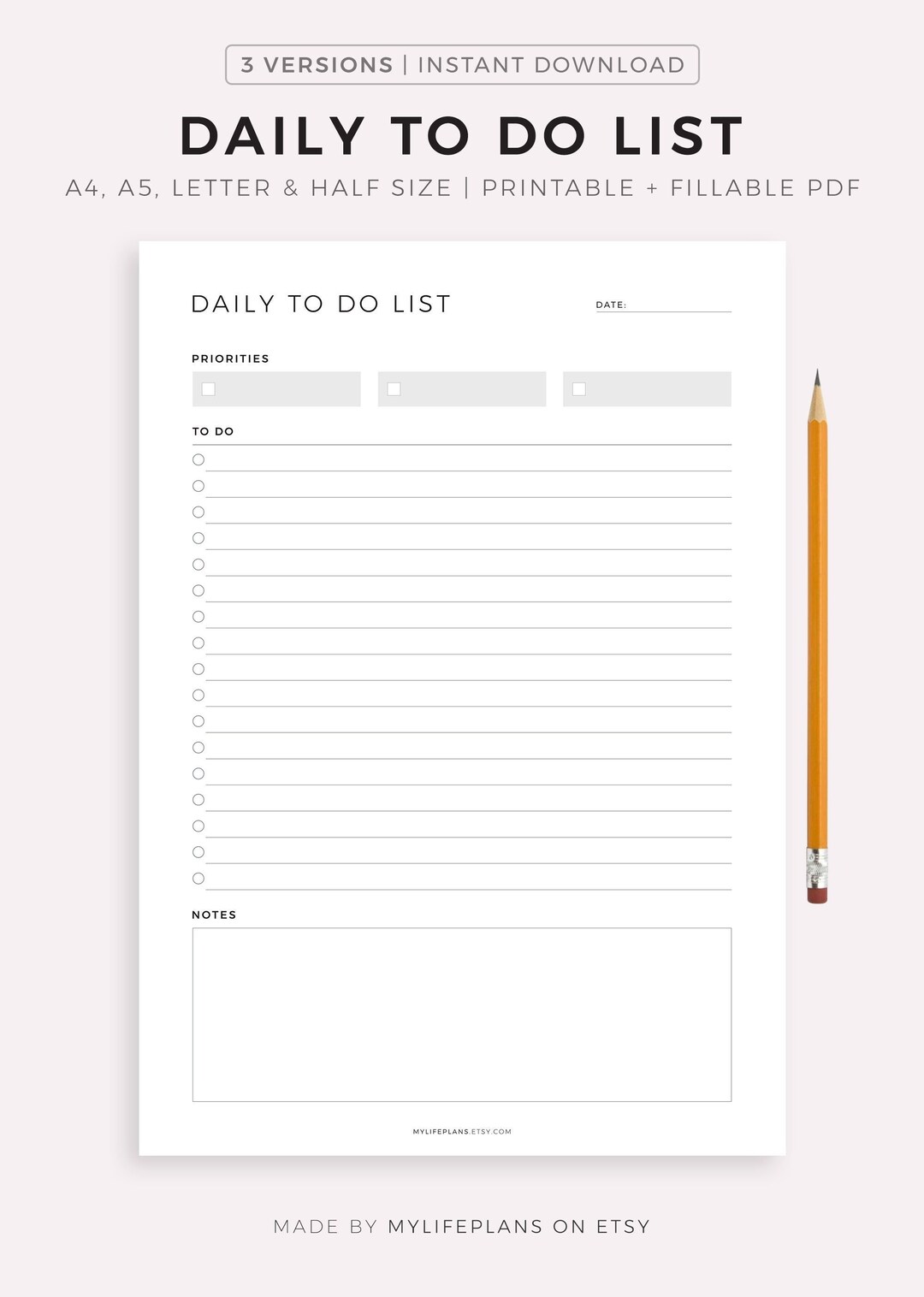 Printable Daily to Do List Template, Daily Task List, Minimal Daily ...