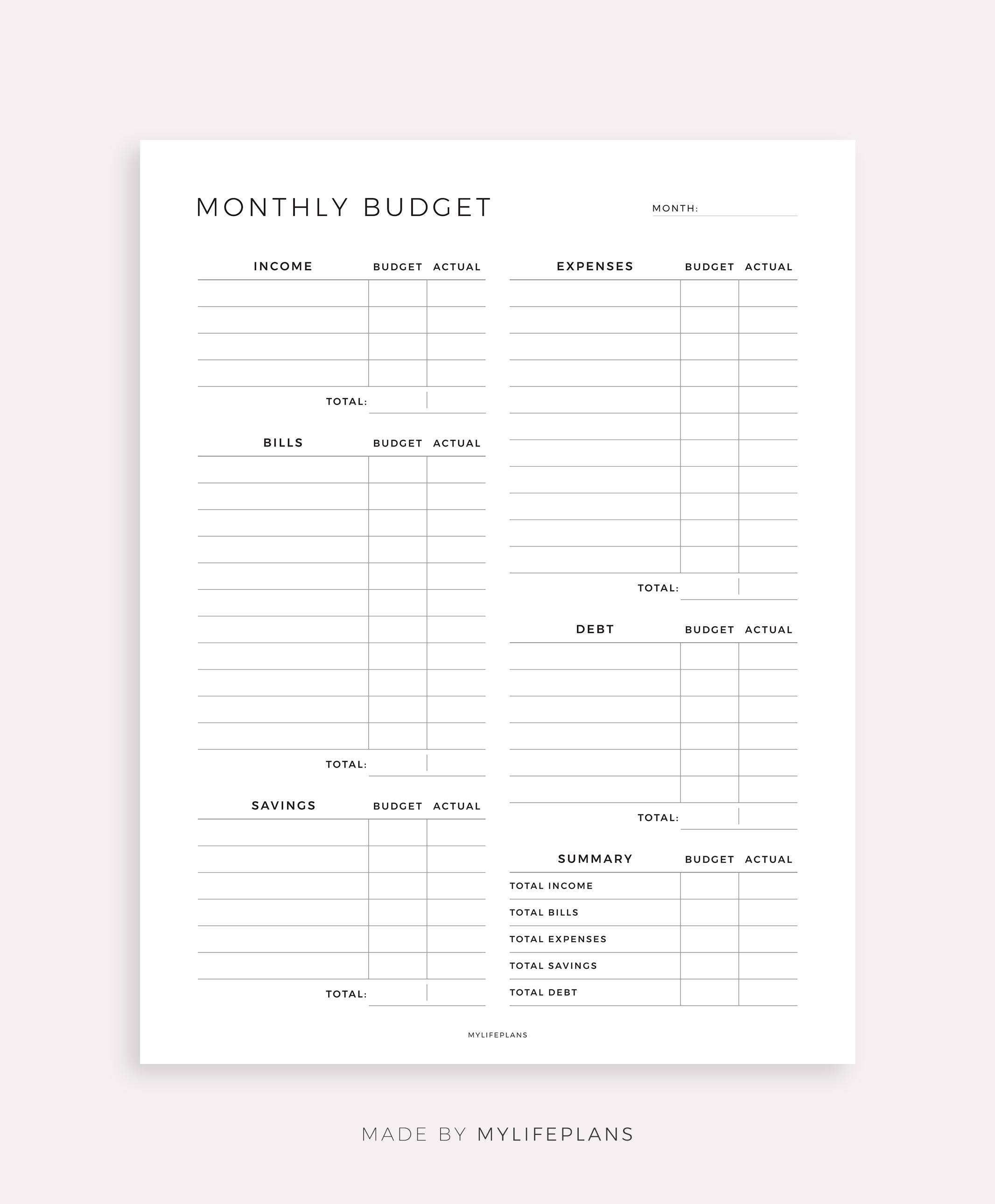 Monthly Budget Planner for Happy Planner Classic and Big, Printable PDF ...