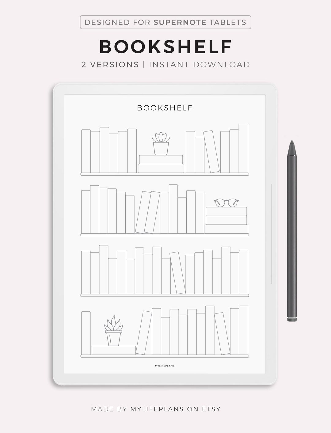 Bookshelf Template for Supernote A5X2/A5X/A5/A6X2/A6X/A6, Books to Read ...