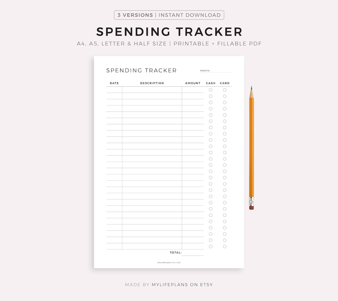 Printable Spending Tracker, Expense Tracker, Monthly Transactions Log ...