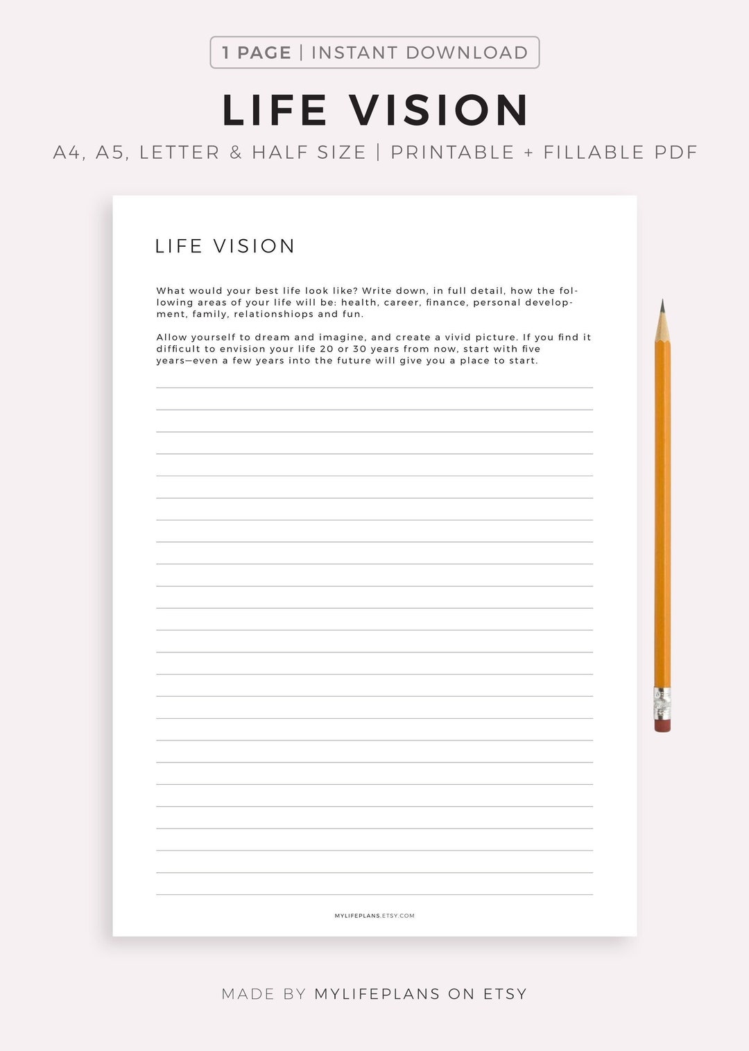 Life Vision Planner, Dream Life, My Future Life, My Best Life, Goal ...
