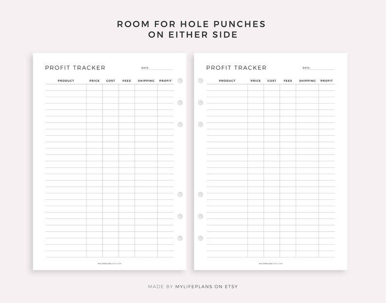 Profit Tracker Printable Sales Profit Log Profit Calculator - Etsy