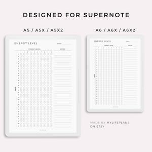 Daily Energy Level Tracker for Supernote A5X2/A5X/A5/A6X2/A6X/A6, Track ...