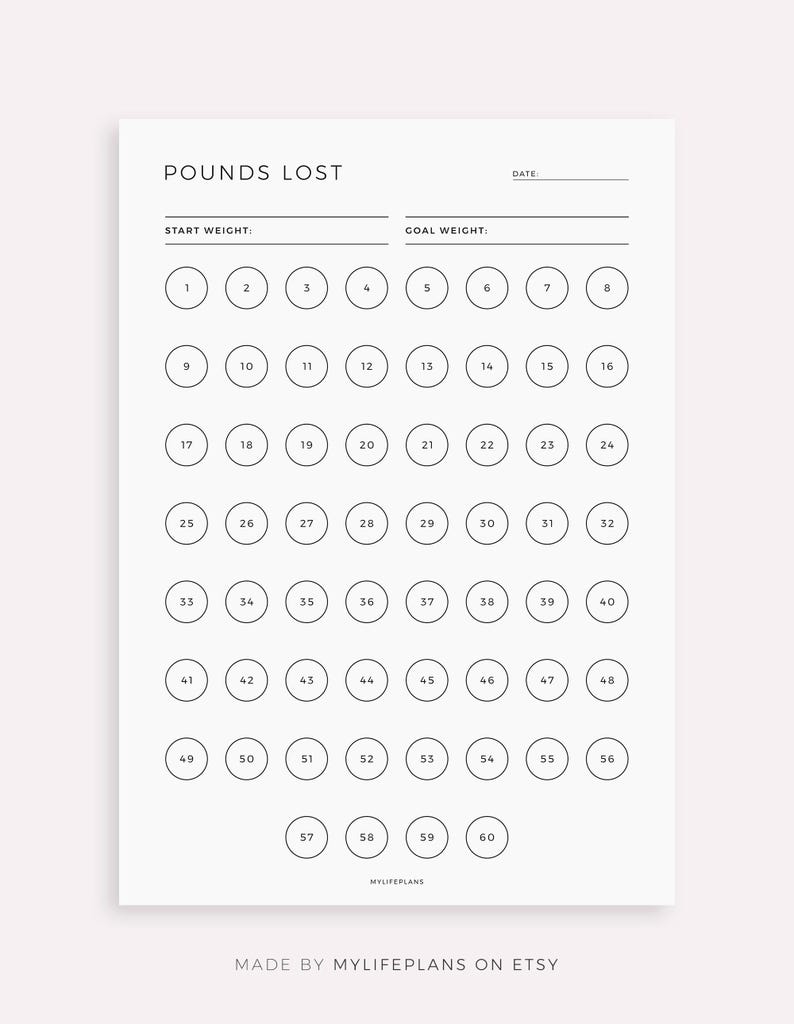60 Pounds Lost Weight Tracker, Weight Loss Tracker, Weight Loss Journal ...